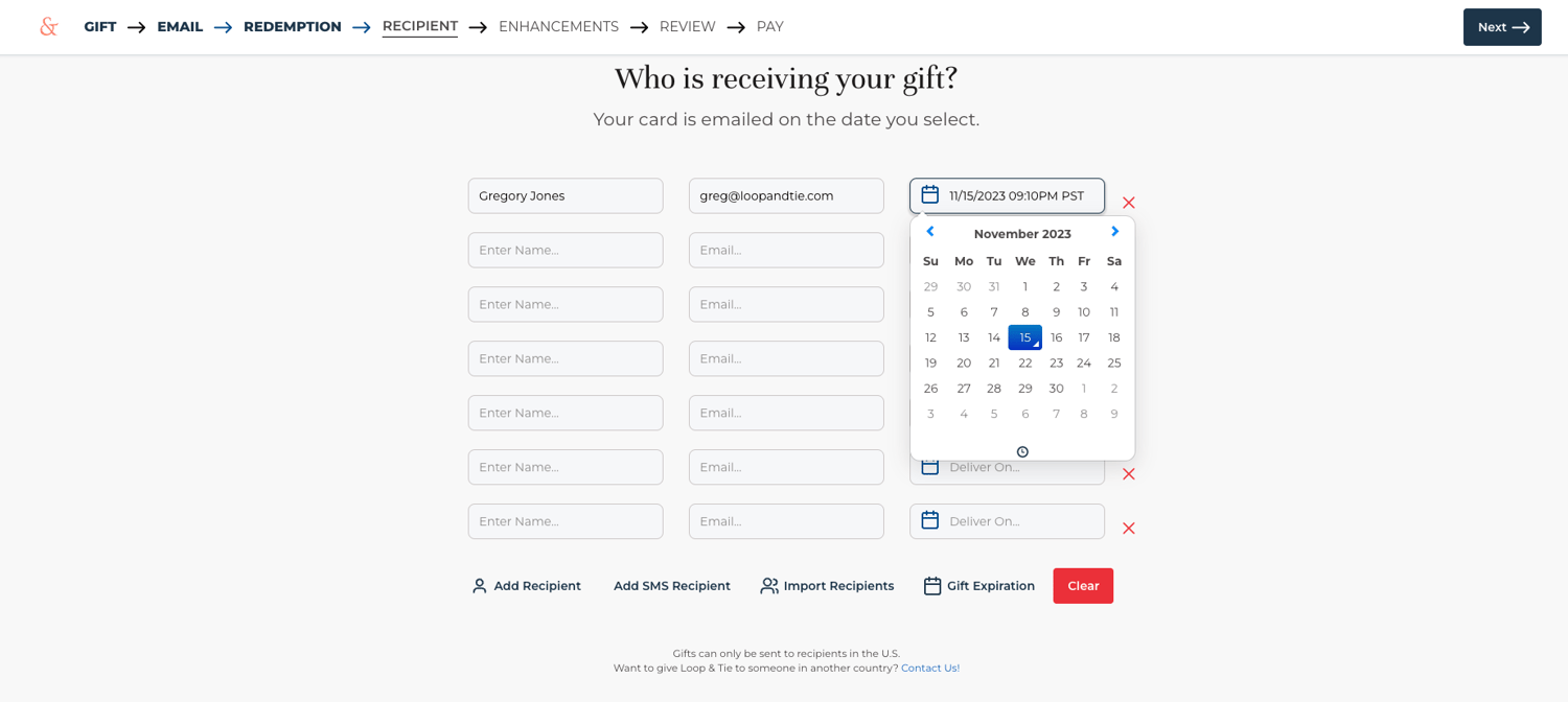 How do I Send a Gift on Loop & Tie?